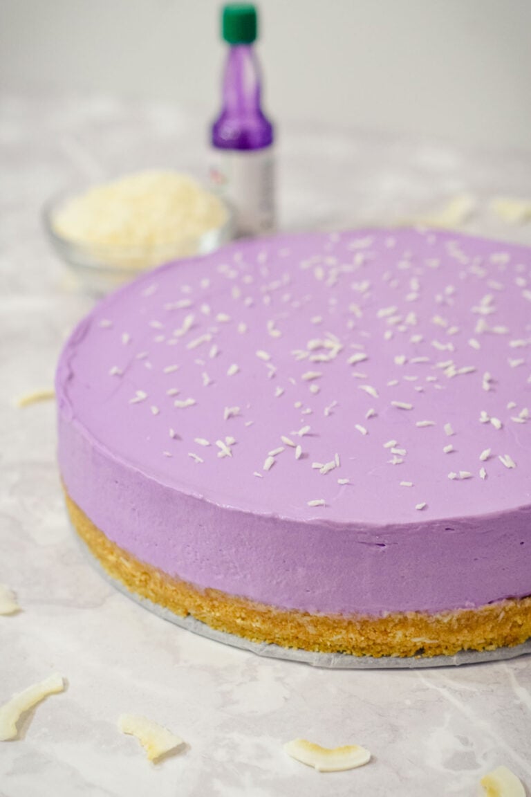 No-Bake Ube Cheesecake with Ube Extract - Sweet Mouth Joy